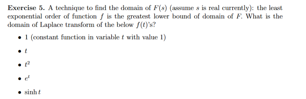 Solved Exercise 5. ﻿A technique to ﻿find the domain | Chegg.com
