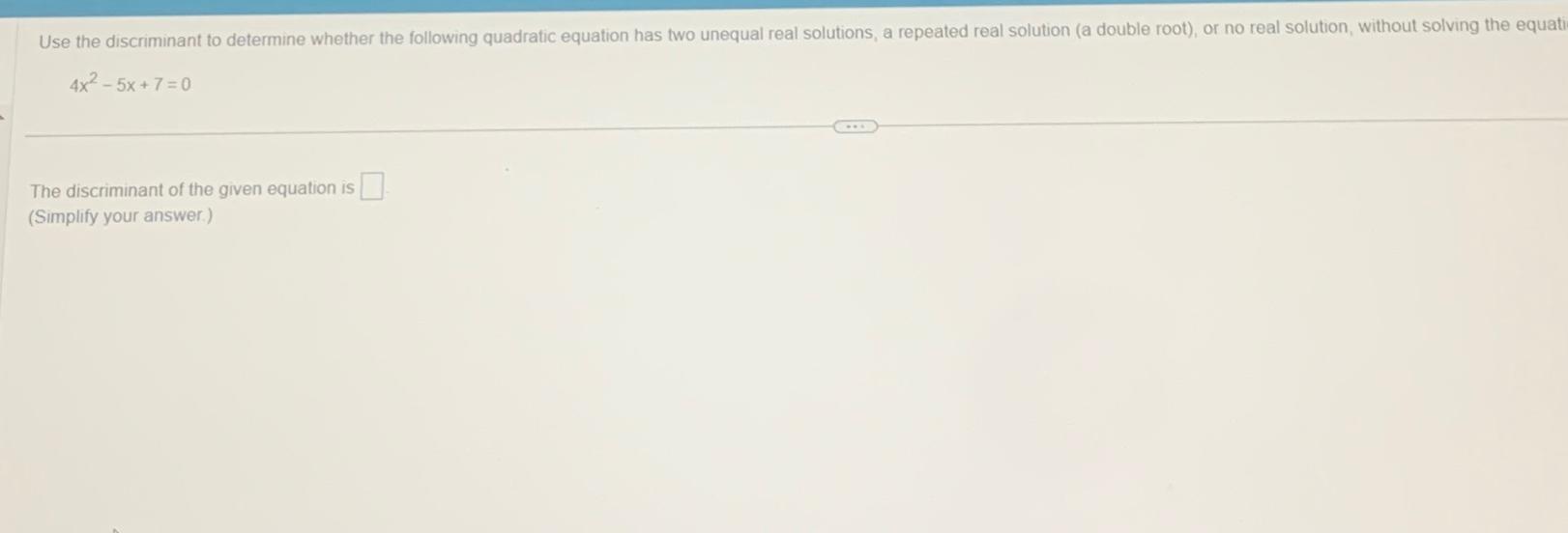 Solved Use the discriminant to determine whether the | Chegg.com