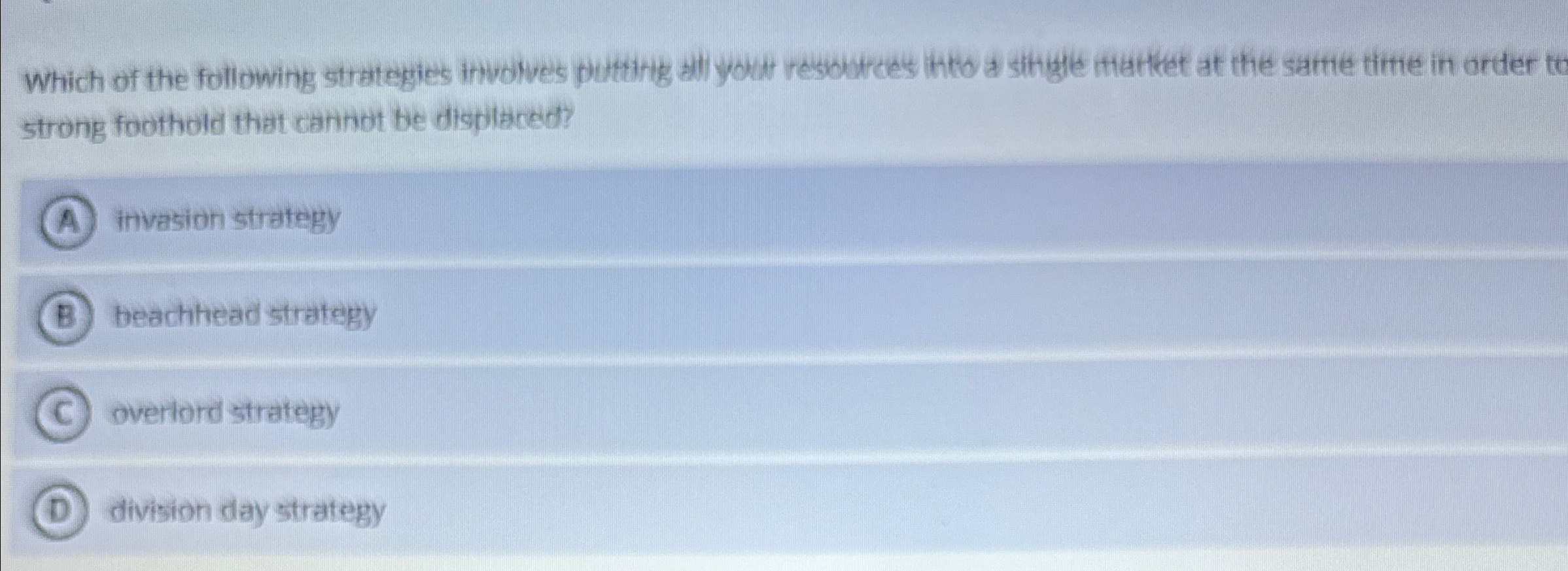 Solved strong foothold that carinot be displaced?invasion | Chegg.com
