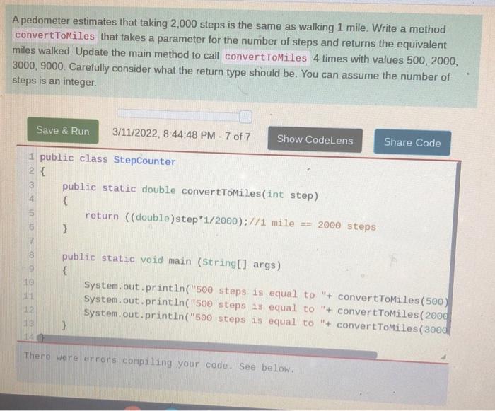 Solved A pedometer estimates that taking 2,000 steps is the | Chegg.com