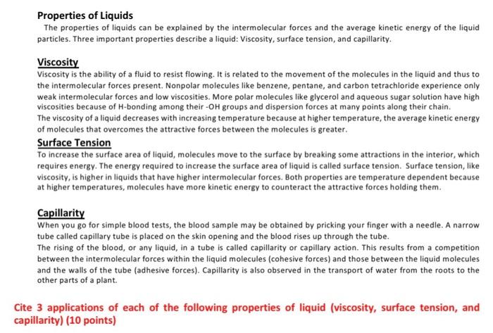 Solved Kinetic Molecular Theory of Liquids and Solids The | Chegg.com