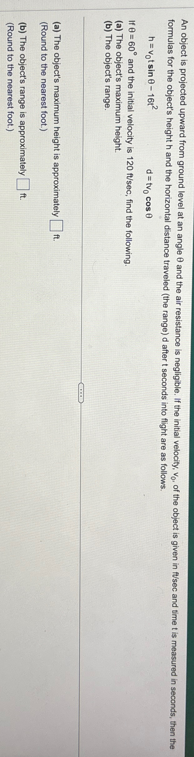 Solved An object is projected upward from ground level at an | Chegg.com