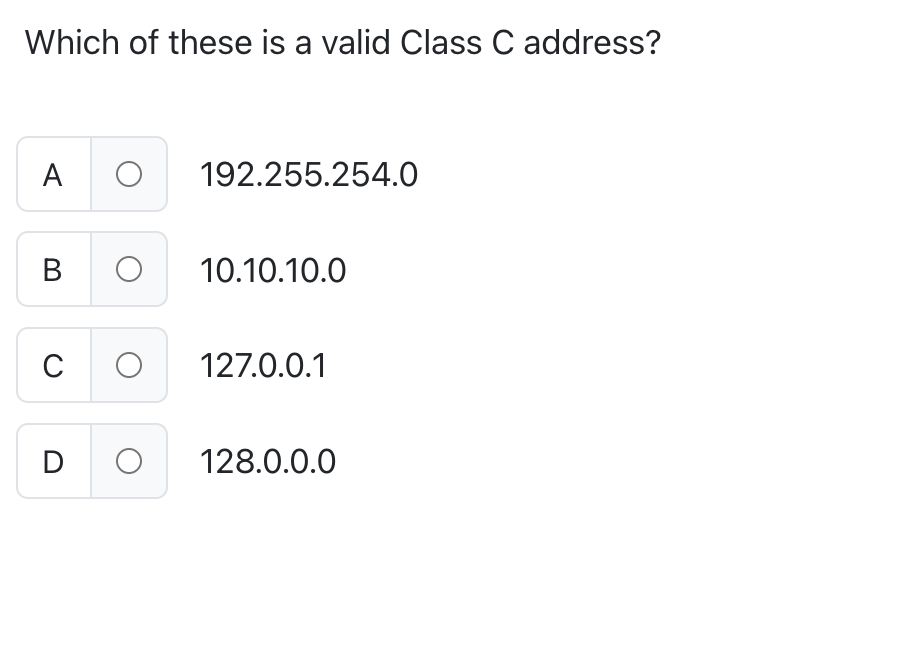 Solved Which of these is a valid Class C | Chegg.com