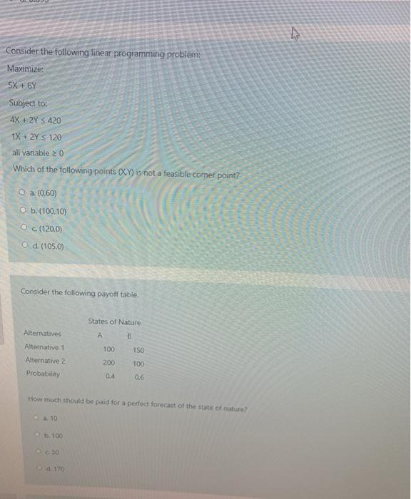 Solved Consider the following linear programming problemi | Chegg.com