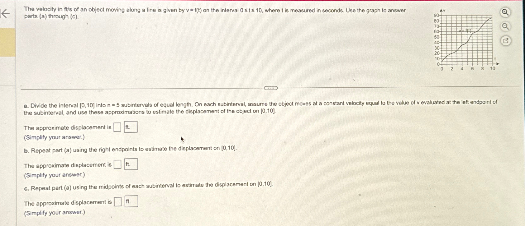 Solved The velocity in fts ﻿of an object moving along a line | Chegg.com