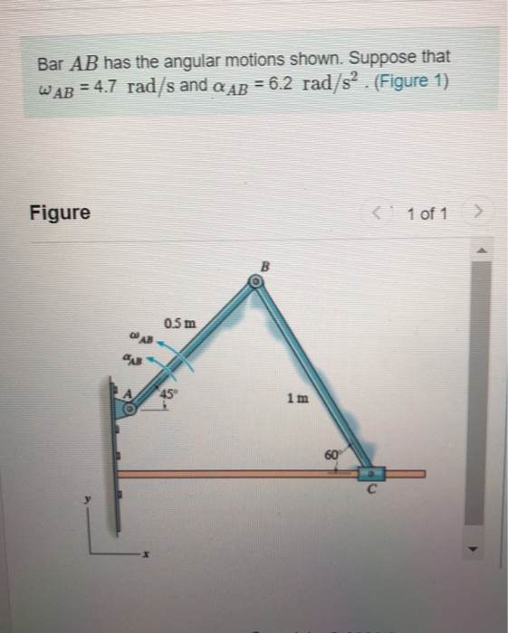 Solved Bar AB has the angular motions shown. Suppose that | Chegg.com