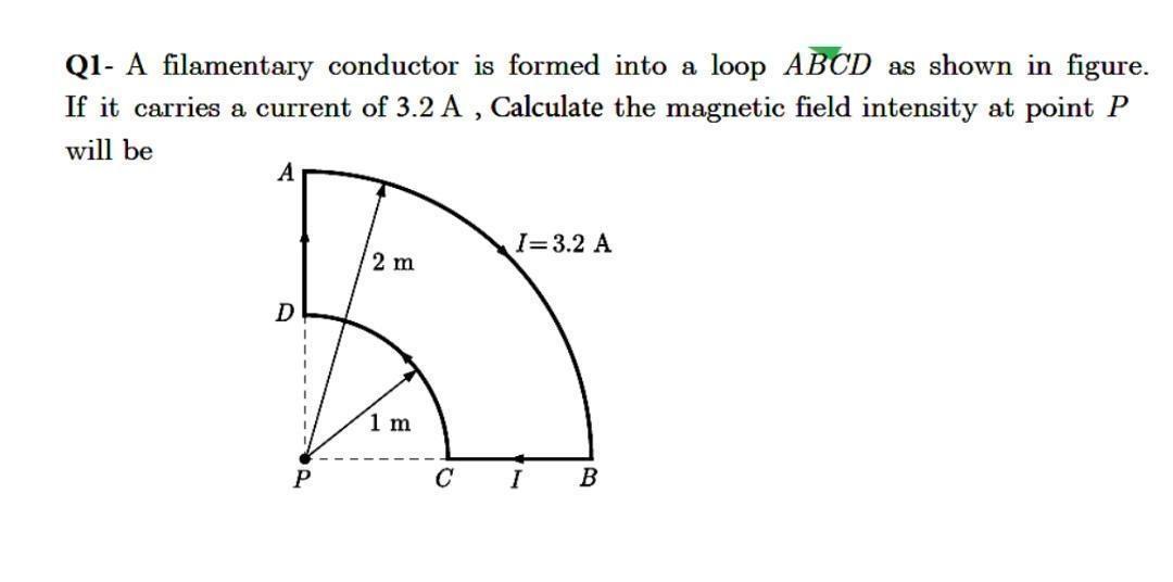Solved Q1- A filamentary conductor is formed into a loop | Chegg.com