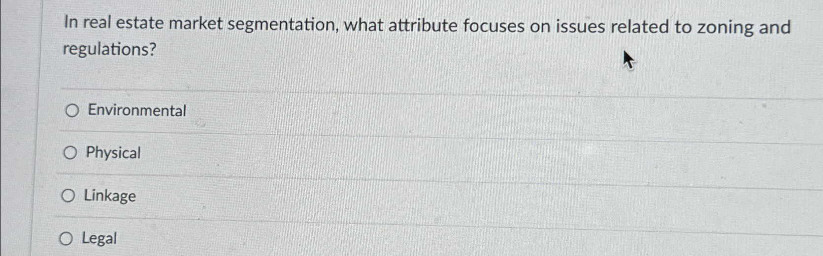 Solved In real estate market segmentation, what attribute | Chegg.com