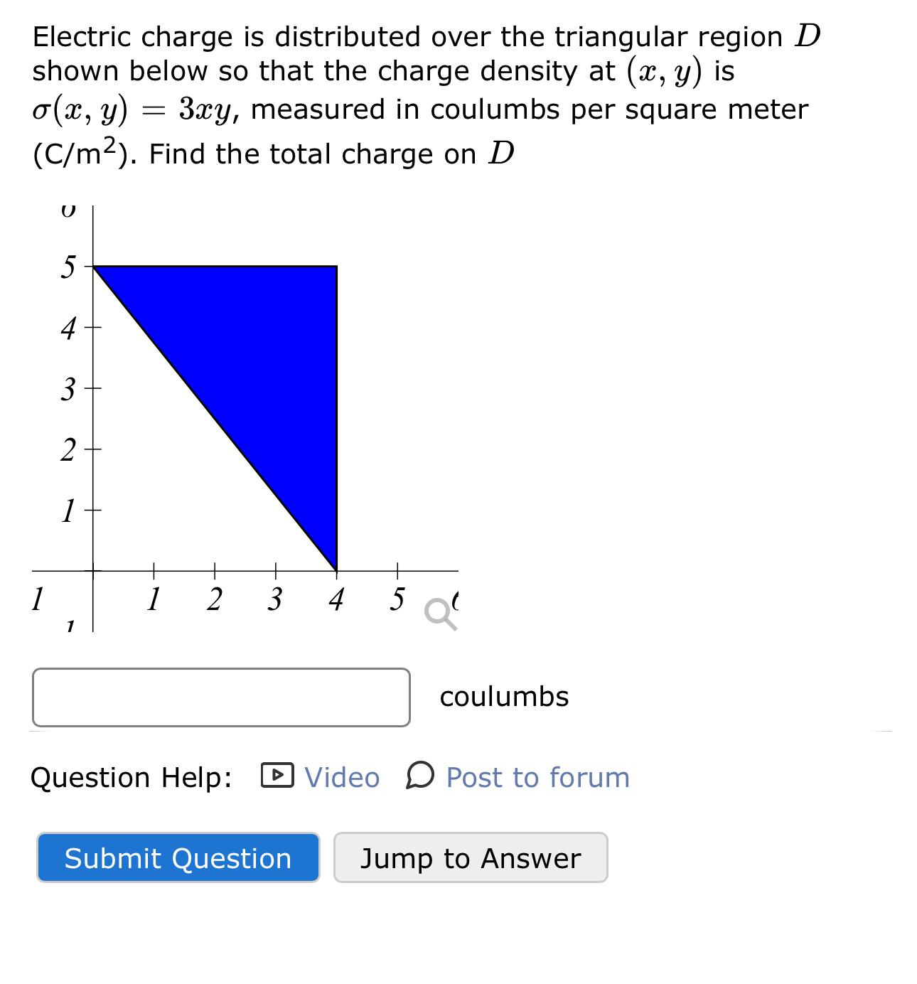 Solved Electric charge is distributed over the triangular | Chegg.com