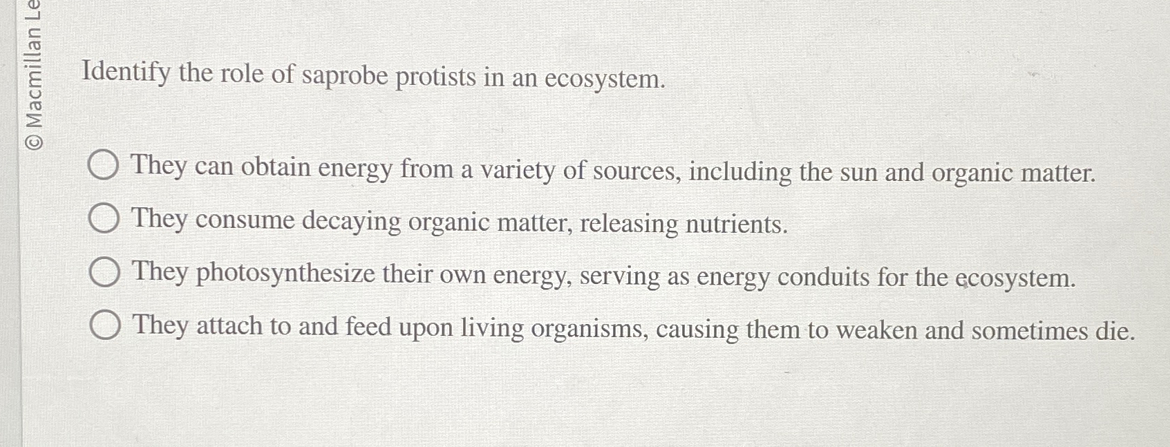 Solved Identify the role of saprobe protists in an | Chegg.com