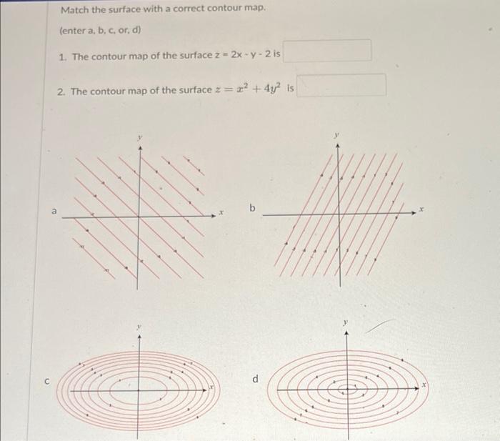 Solved Match the surface with a correct contour map. (enter | Chegg.com