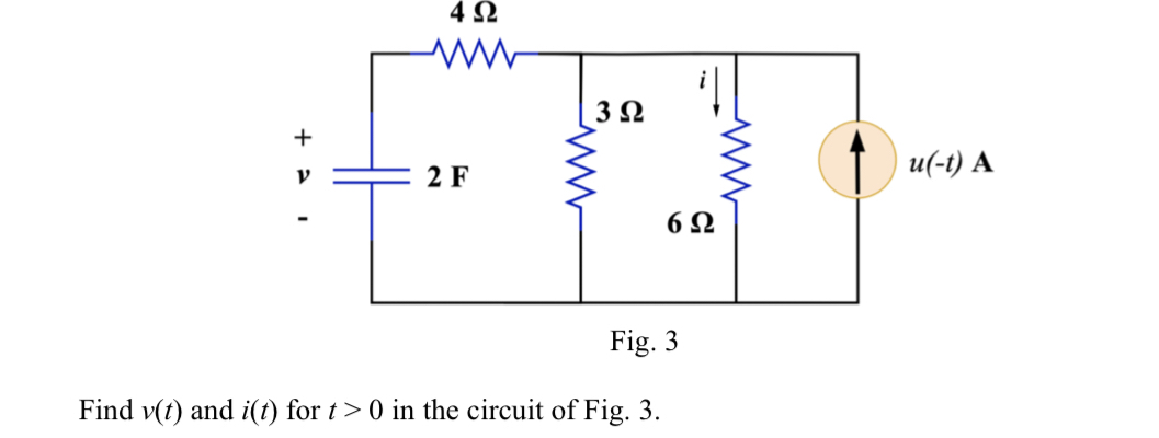 Solved Find v(t) ﻿and i(t) ﻿for t>0 ﻿in the circuit of Fig. | Chegg.com