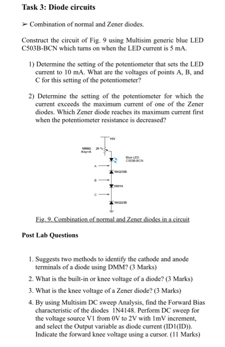 Solved Task 3: Diode circuits > Combination of normal and | Chegg.com