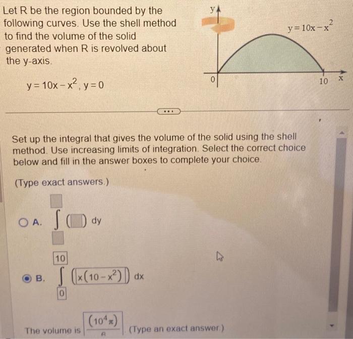 Solved Let R be the region bounded by the following curves. | Chegg.com