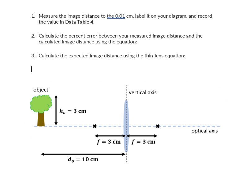 Measure the image distance to the 0.01 ﻿cm , ﻿label | Chegg.com