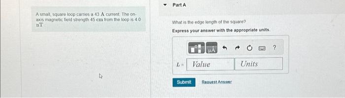 Solved A small, square loop carries a 43 A current. The on- | Chegg.com