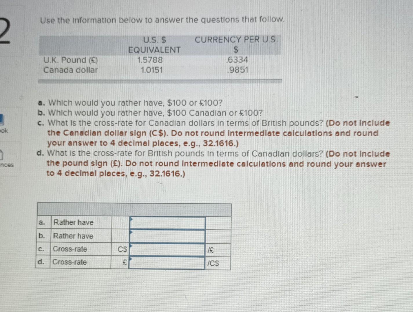 Solved Use the information below to answer the questions | Chegg.com