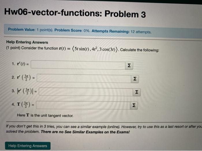 Solved Hw06-vector-functions: Problem 3 Problem Value: 1 | Chegg.com