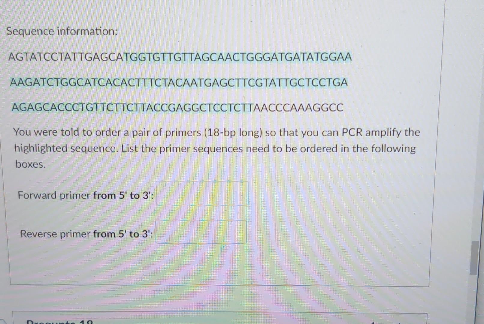 Solved Sequence information: | Chegg.com