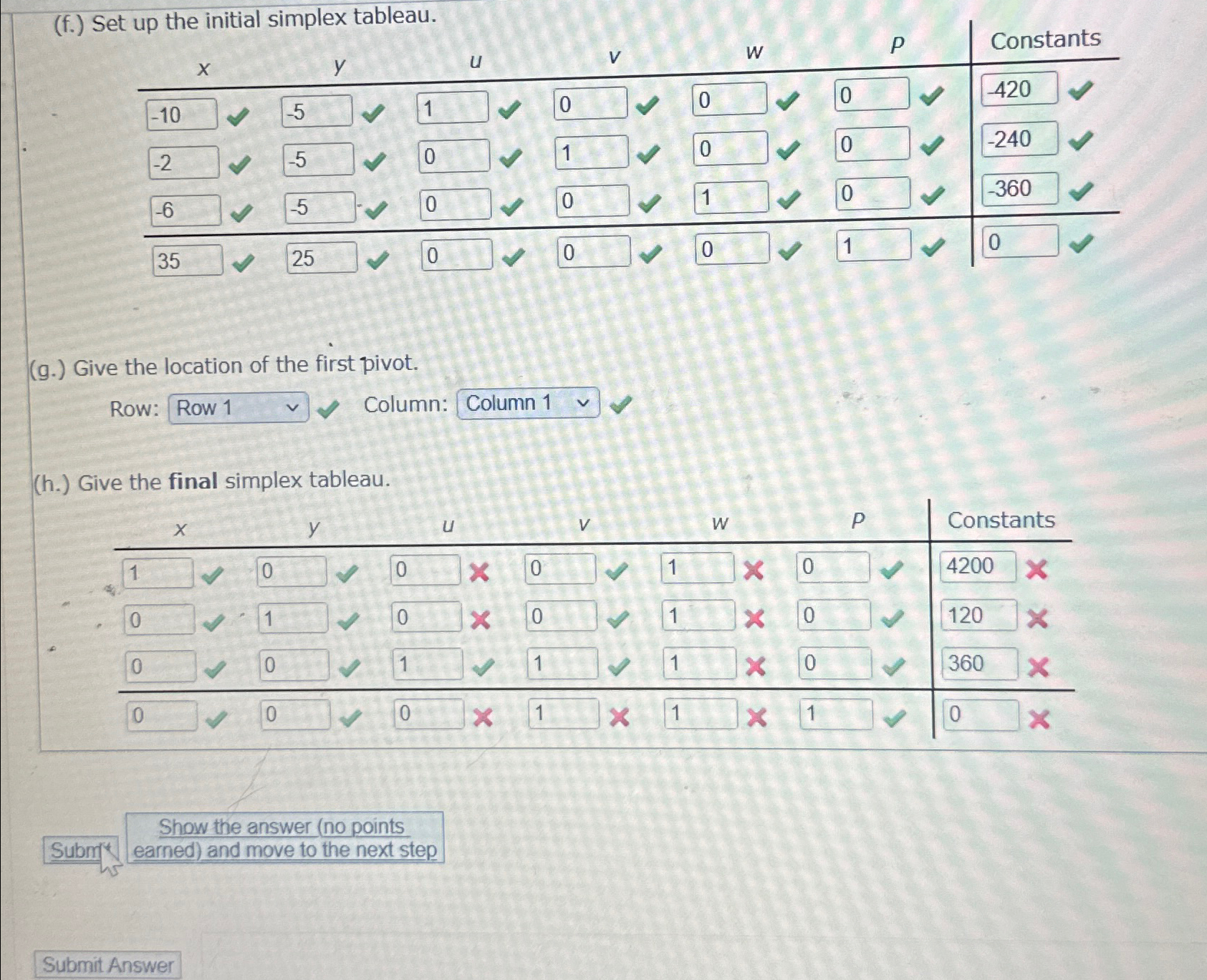 Solved (f.) ﻿Set up the initial simplex tableau.(g.) ﻿Give | Chegg.com