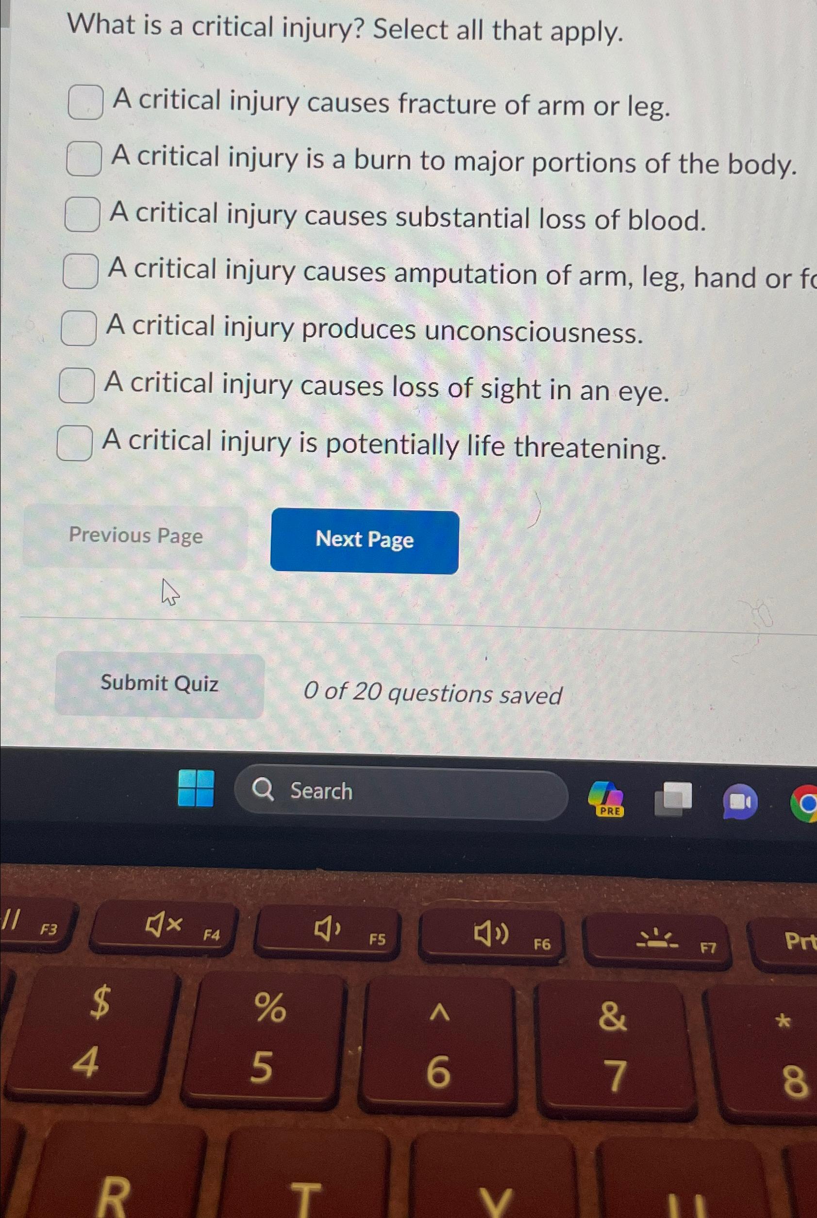 Solved What is a critical injury? Select all that apply.A | Chegg.com