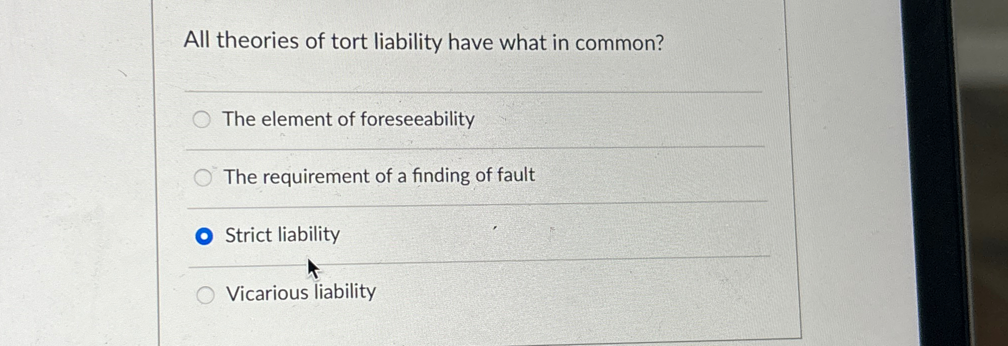 Solved All theories of tort liability have what in | Chegg.com