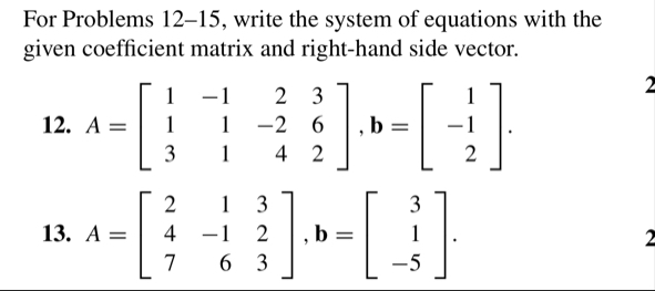 Solved For Problems 12-15, ﻿write the system of equations | Chegg.com