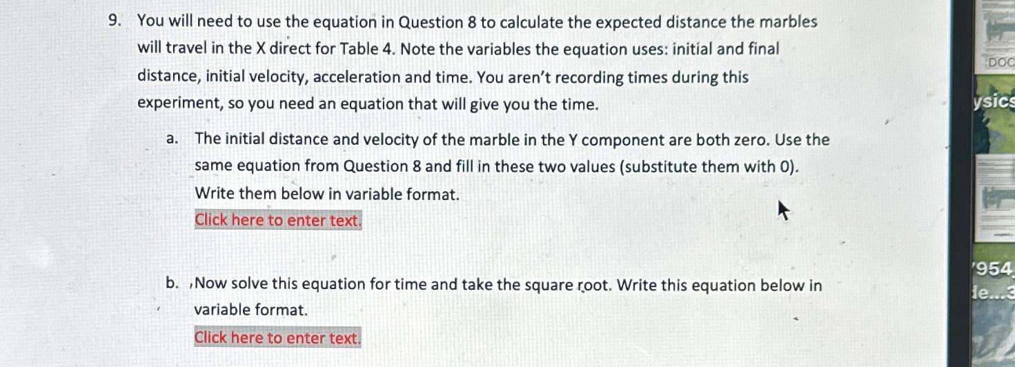 You will need to use the equation in Question 8 to | Chegg.com