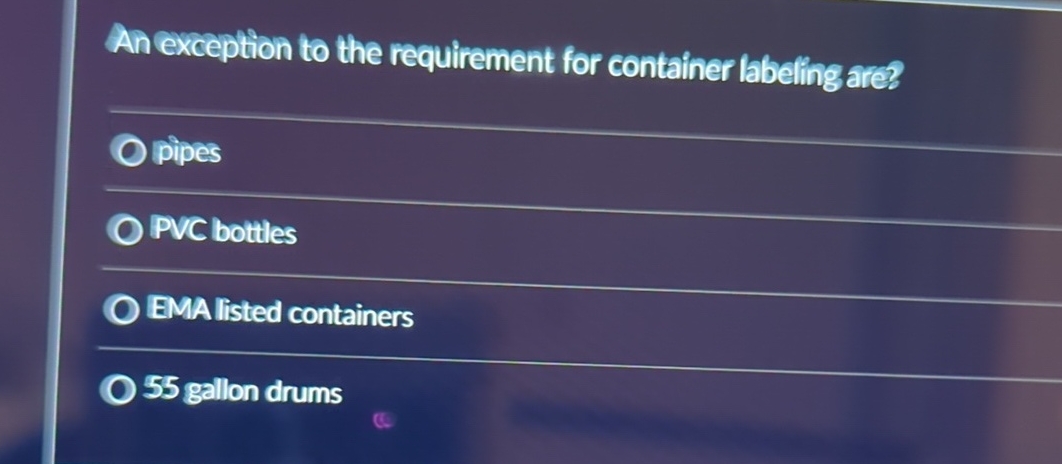 Solved An exception to the requirement for container | Chegg.com