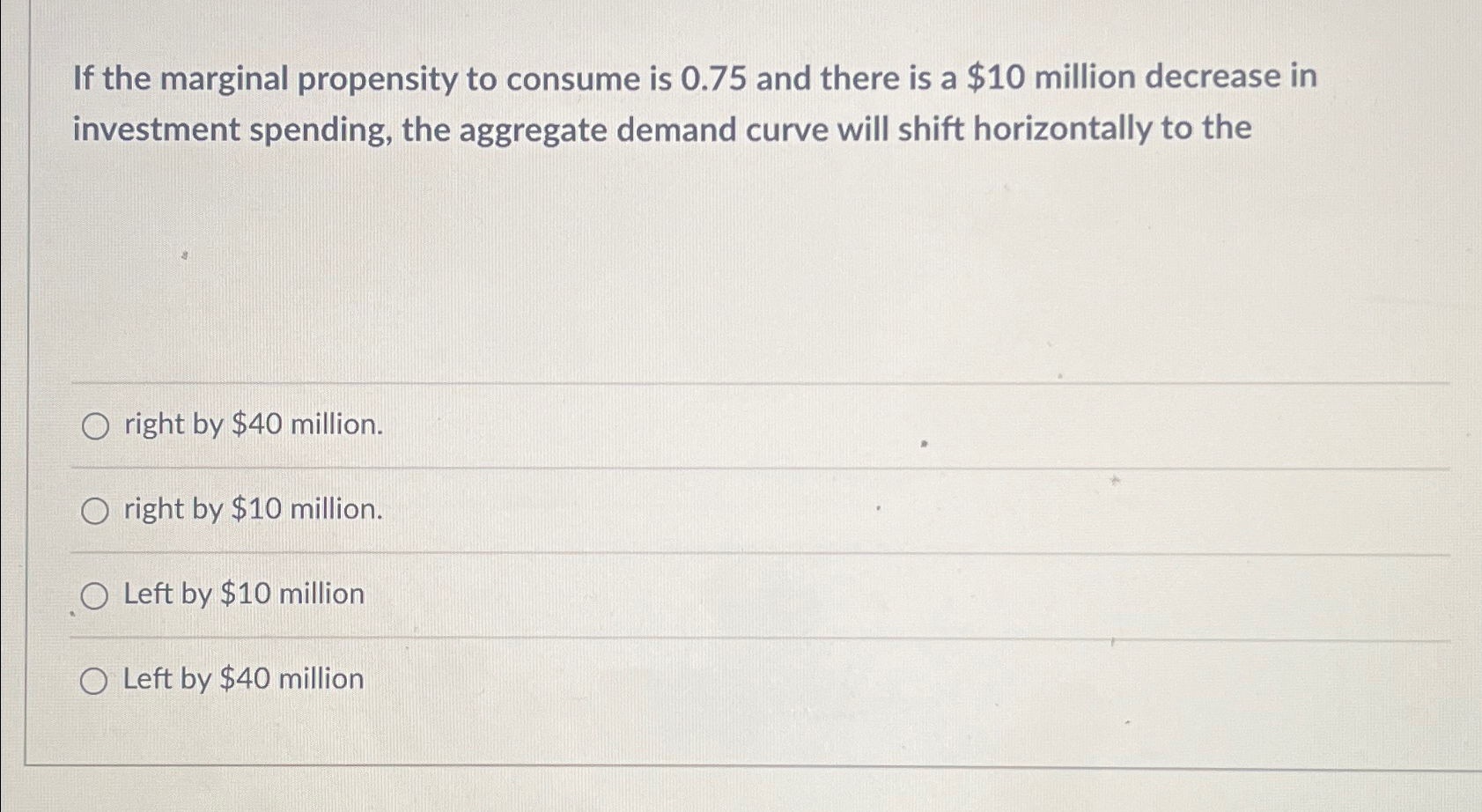 Solved If the marginal propensity to consume is 0.75 ﻿and | Chegg.com