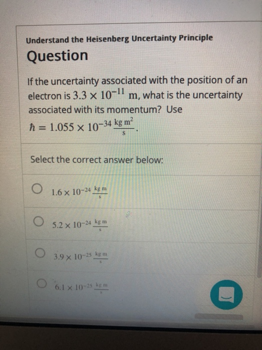Solved Understand the Heisenberg Uncertainty Principle | Chegg.com