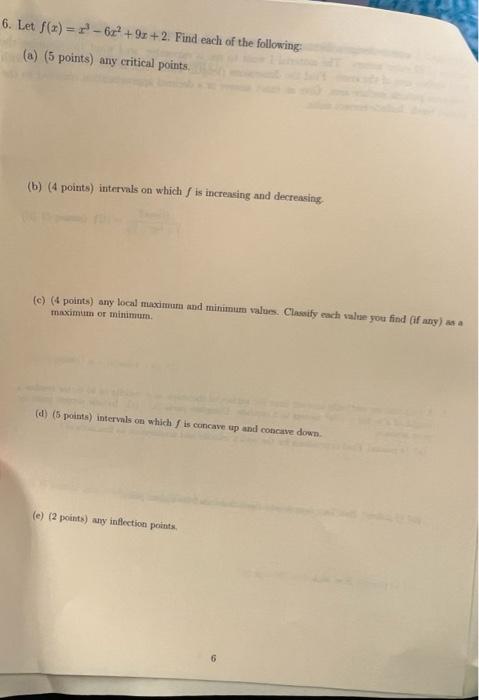 Solved Let f(x)=x3−6x2+9x+2. Find each of the following: (a) | Chegg.com