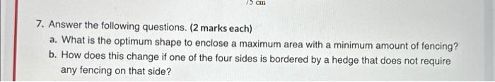 Solved 7. Answer the following questions. (2 marks each) a. | Chegg.com