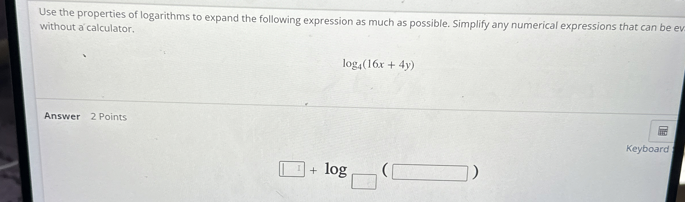 Solved by an EXPERT Use the properties of logarithms to expand the | Chegg.com