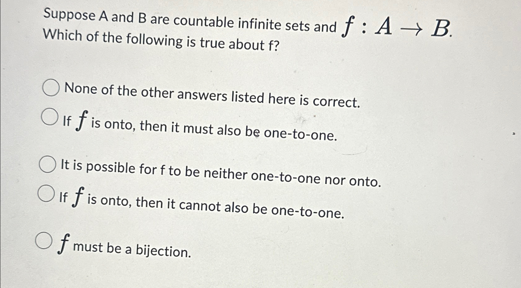 Solved Suppose A and B ﻿are countable infinite sets and | Chegg.com
