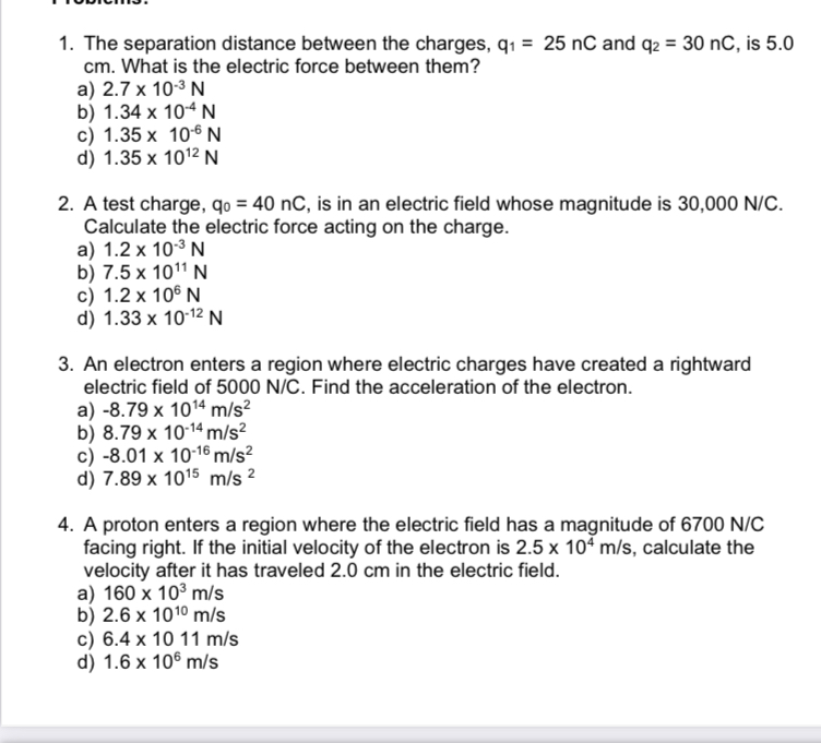 Solved The separation distance between the charges, q1=25nC | Chegg.com