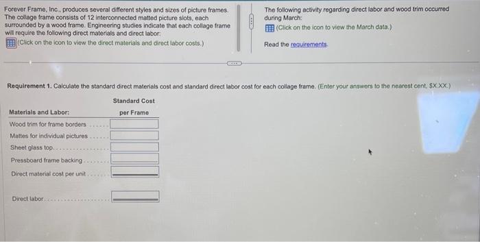 Data table Data table Requirements 1. Calculate | Chegg.com
