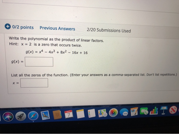 Solved Write the polynomial as the product of linear | Chegg.com