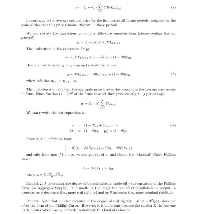 2. Calvo Model. Please go over the Calvo handout on | Chegg.com