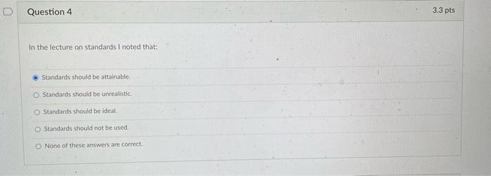 Solved In the lecture on standards I noted that: Standards | Chegg.com