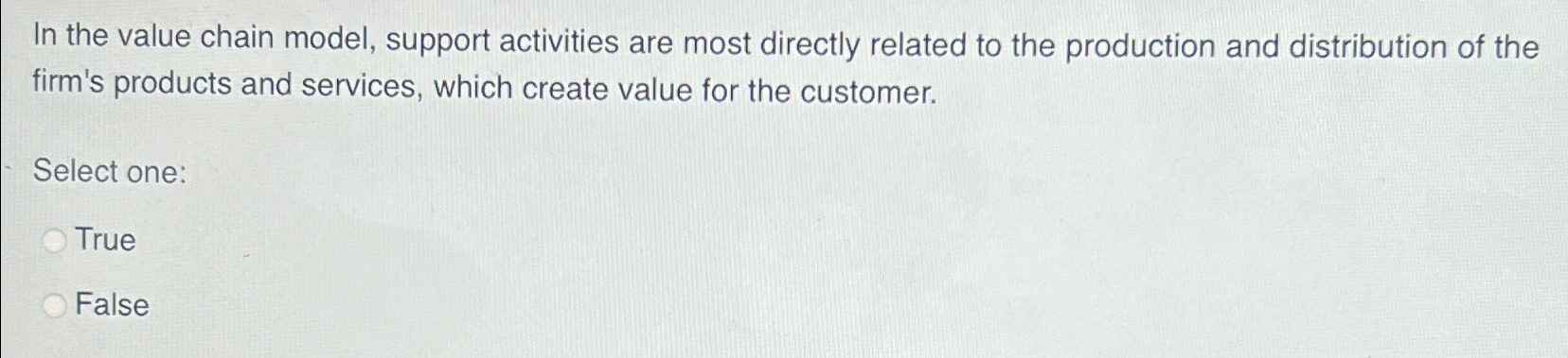 Solved In the value chain model, support activities are most | Chegg.com