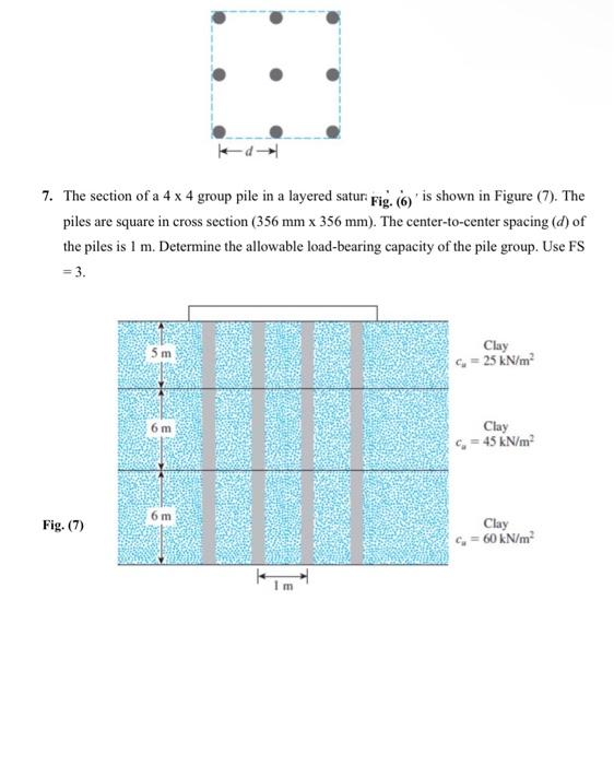 Solved Kd- 7. The section of a 4 x 4 group pile in a layered | Chegg.com