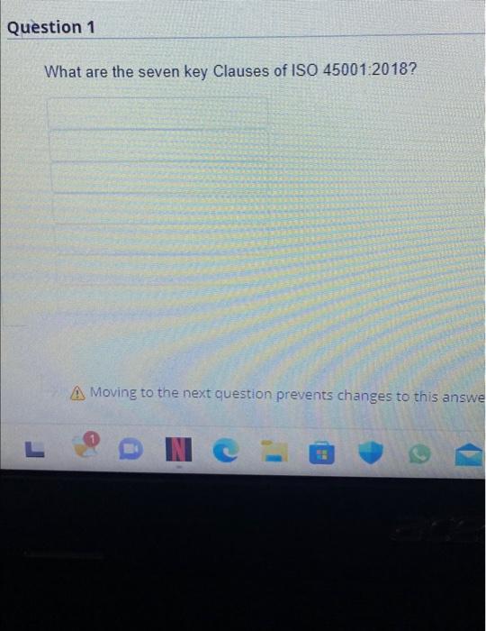 Question 1 L What are the seven key Clauses of ISO | Chegg.com