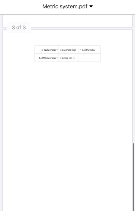 Metric system.pdf 1 of 3 Linear Measure 10 | Chegg.com