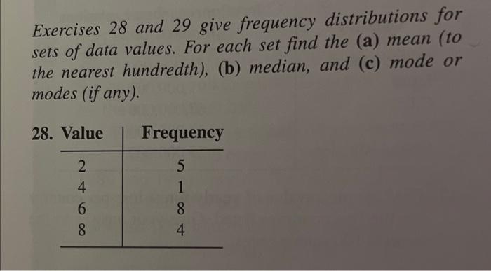 Solved Exercises 28 and 29 give frequency distributions for | Chegg.com