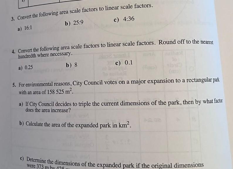 Solved 3. Convert the following area scale factors to linear | Chegg.com