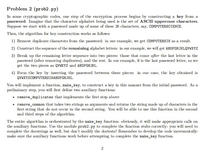 Solved Problem 2 (prob2.py) In some cryptographic codes, one | Chegg.com