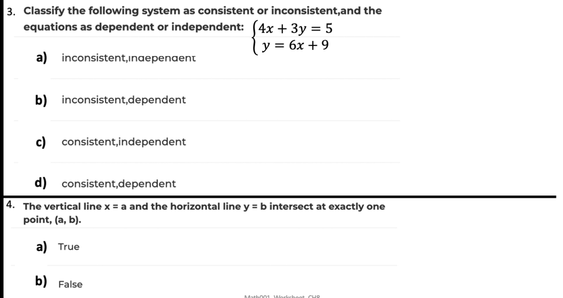 Solved 3)Classify the following system as consistent or | Chegg.com