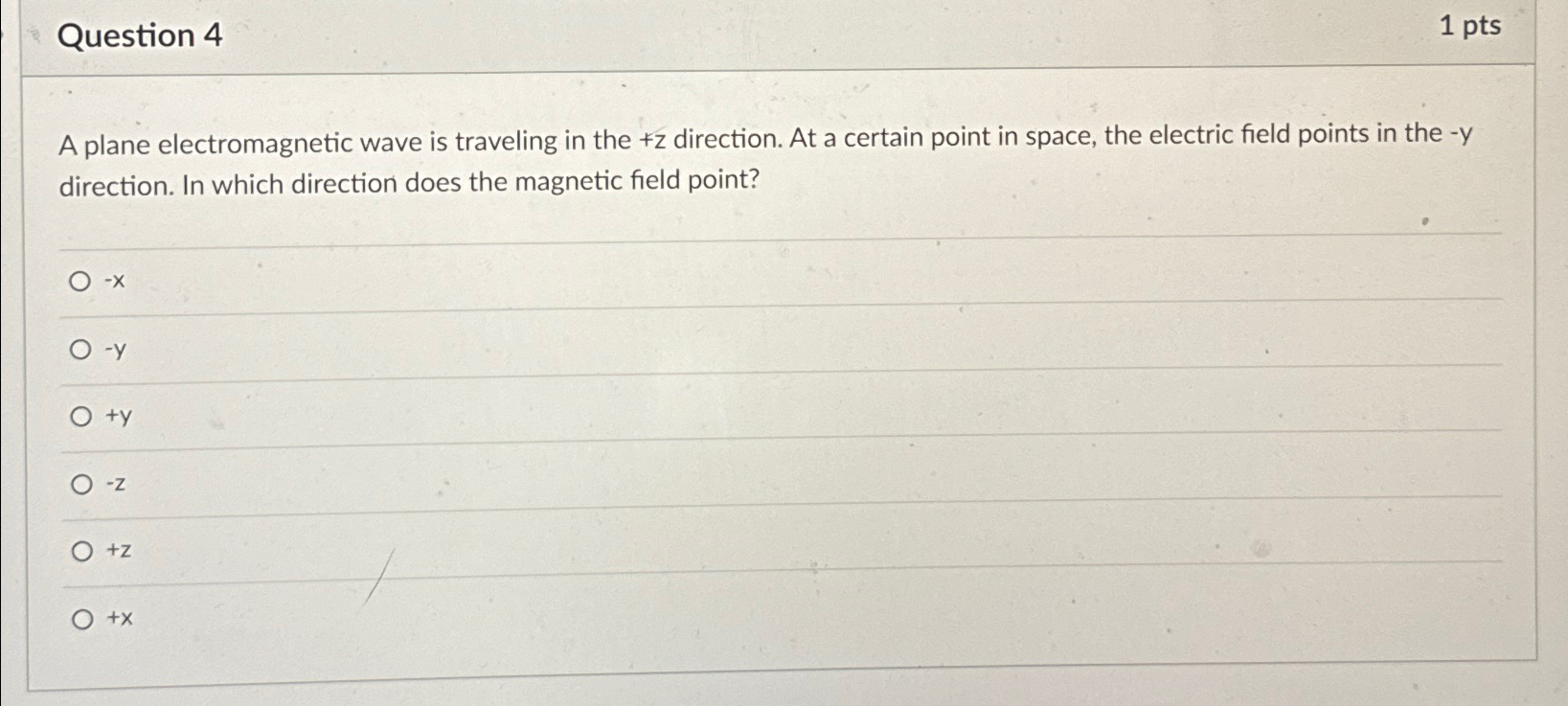 Solved Question 41ptsA plane electromagnetic wave is | Chegg.com