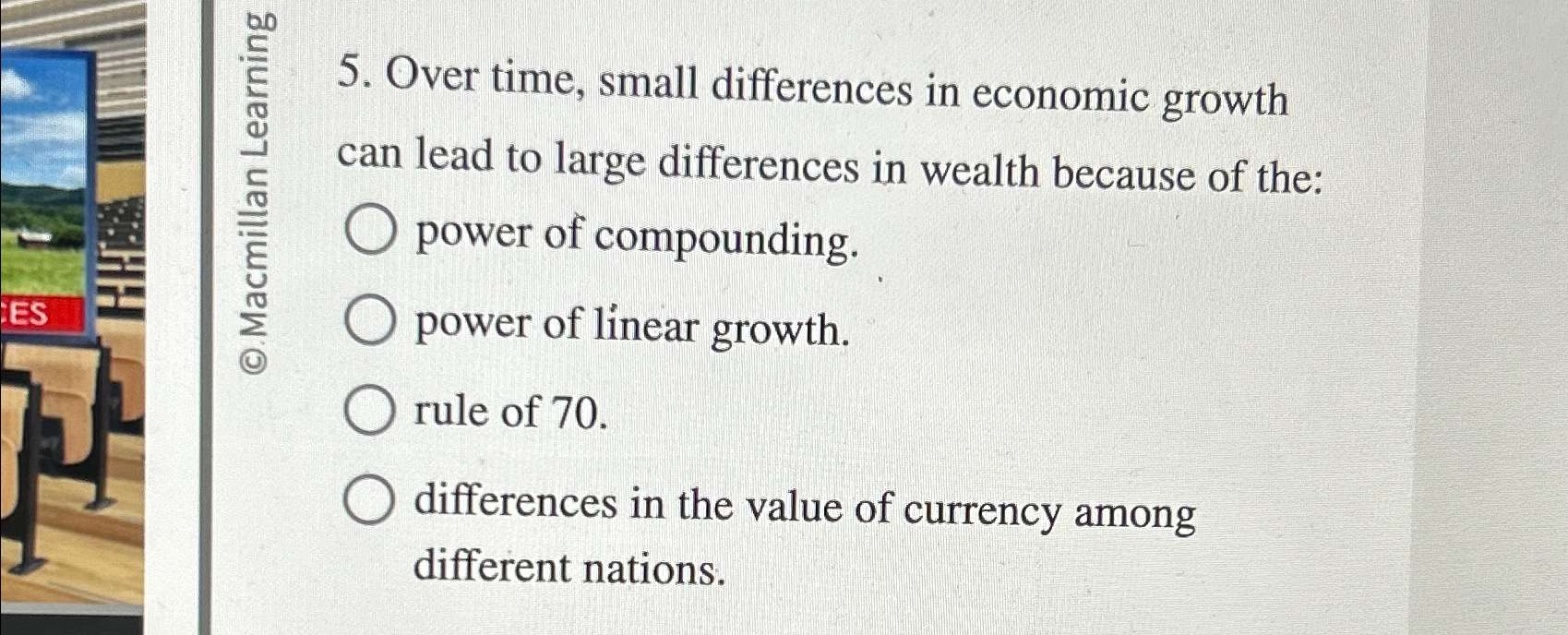 Solved 동 5 . ﻿Over time, small differences in economic | Chegg.com